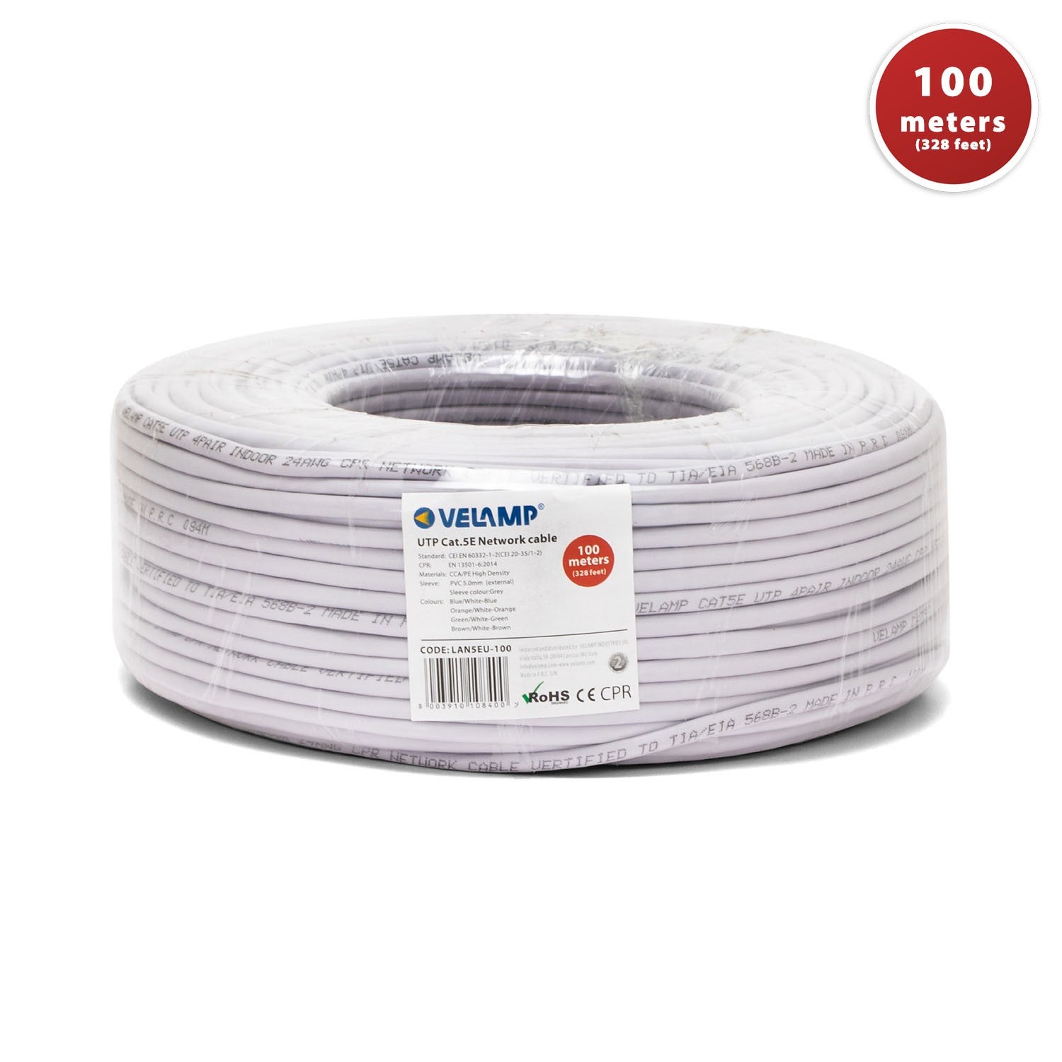 Câble réseau CAT5E UTP 100mt en bobine, certifié CPR | Leroy Merlin
