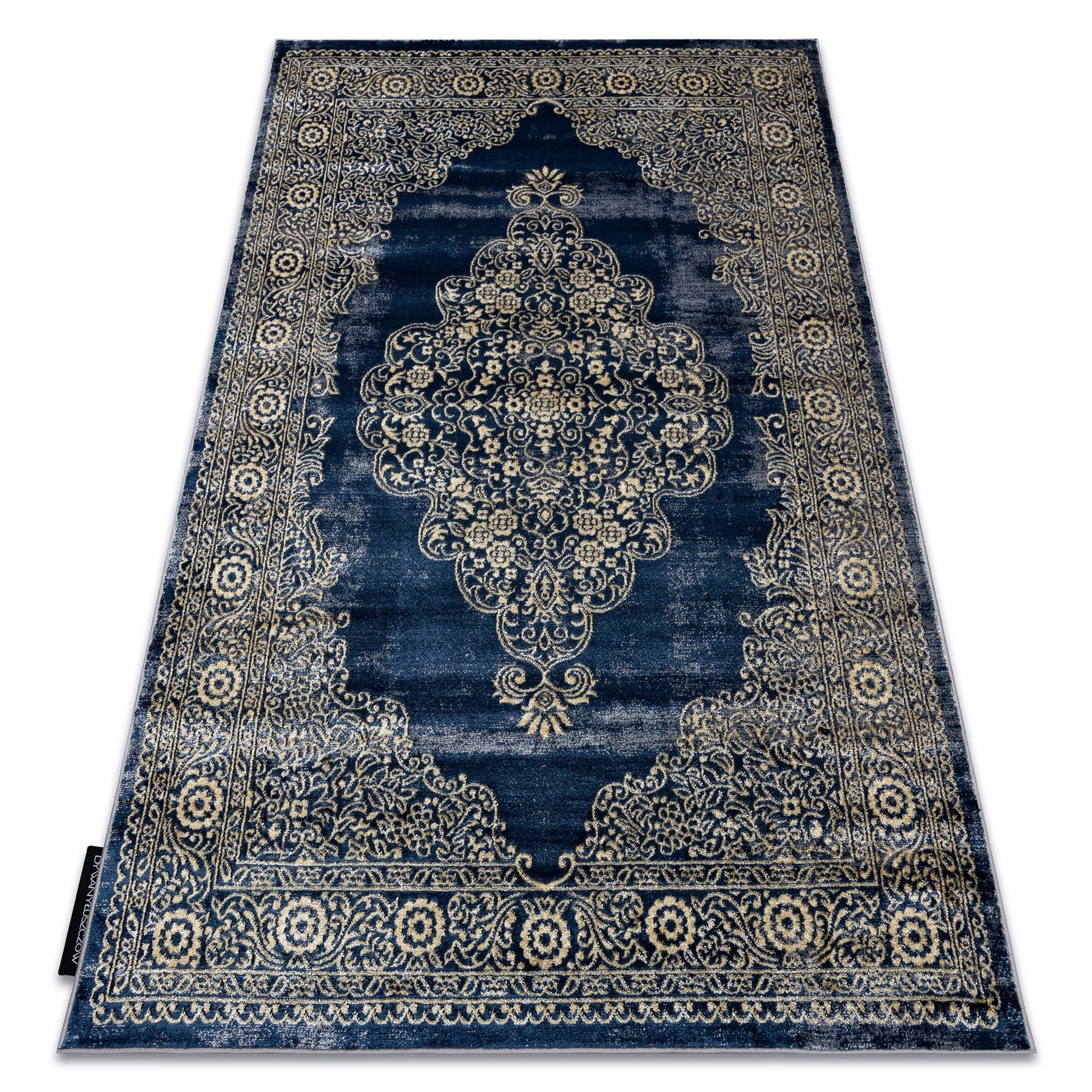 Tappeto DE LUXE moderno 474 Ornamento - Structural blu scuro / oro ...