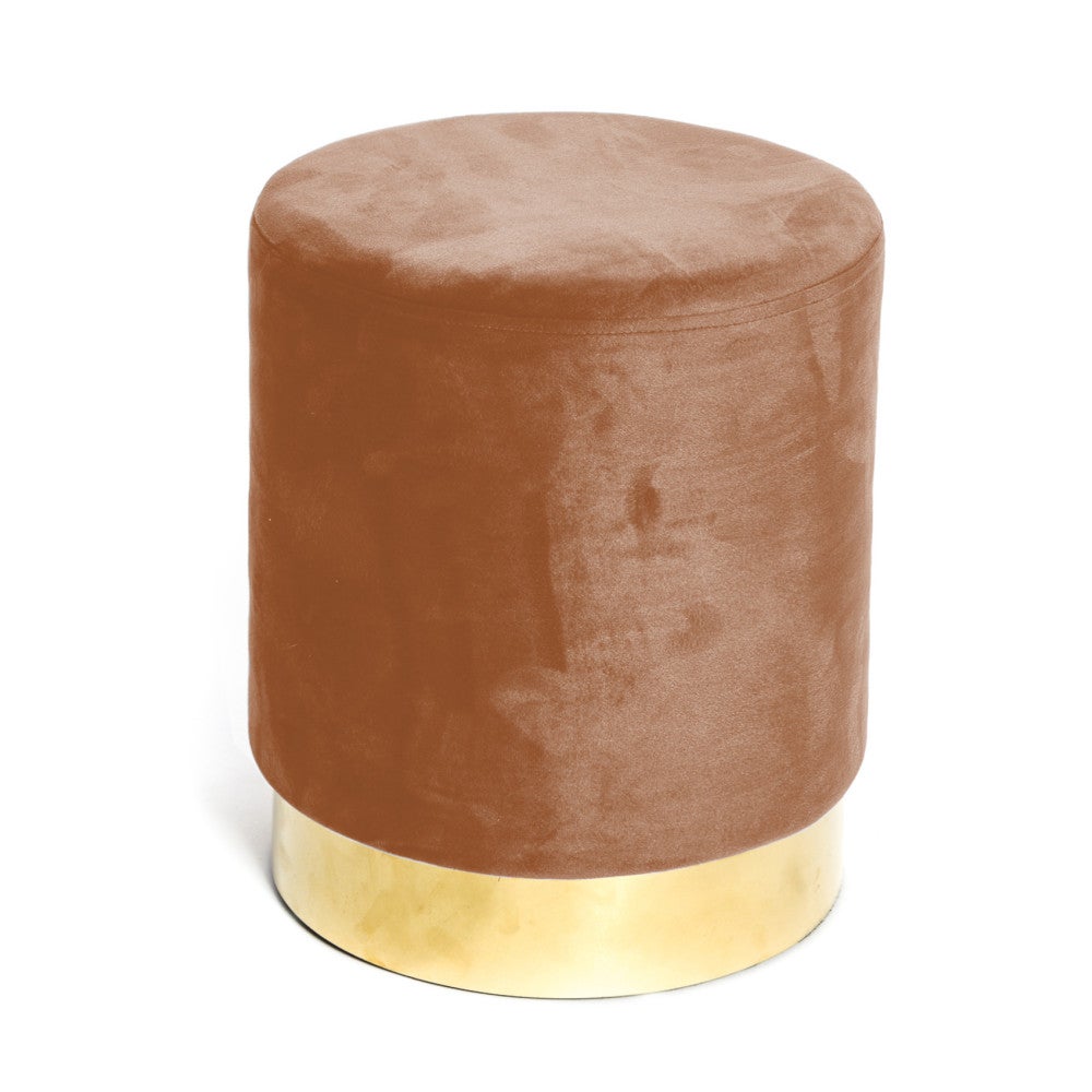 Pouf pouf en velours rouille avec base dorée Design élégant, Ø32xH40 cm ...