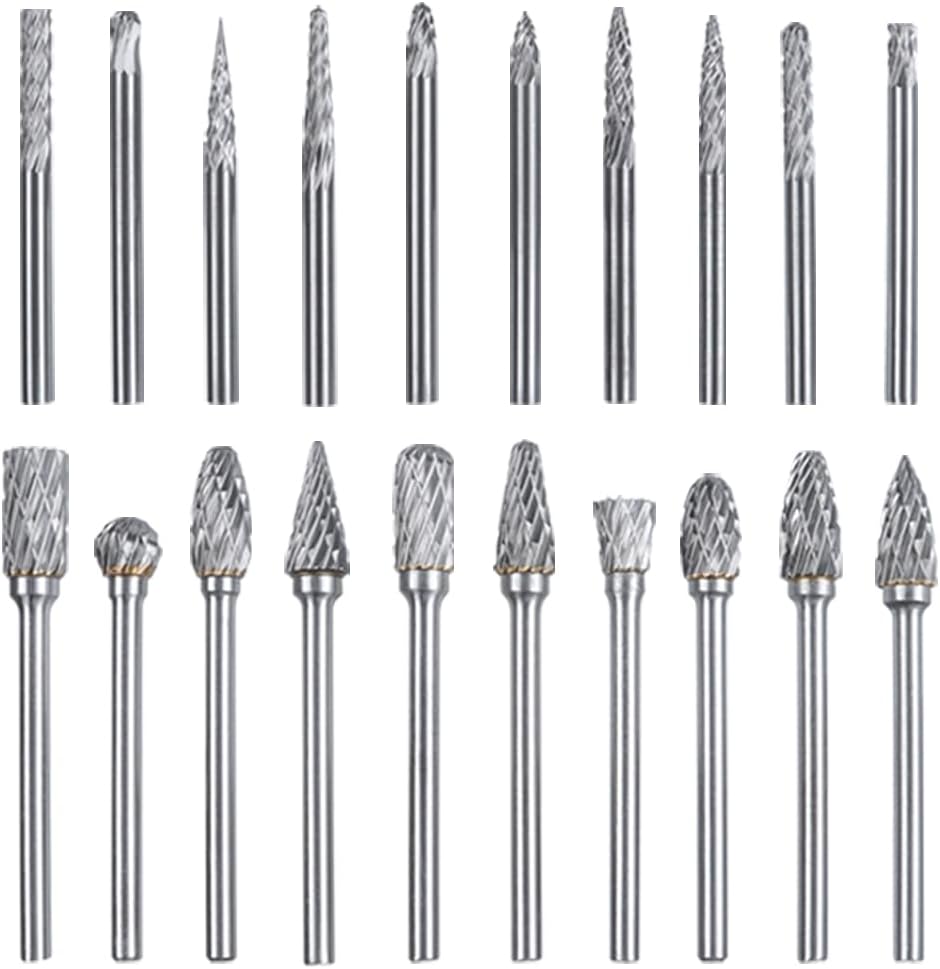 Fraises 20Pcs Rotatives Double Coupe en Carbure de Tungstène Ensemble de Fraies Limes Rotatives ...