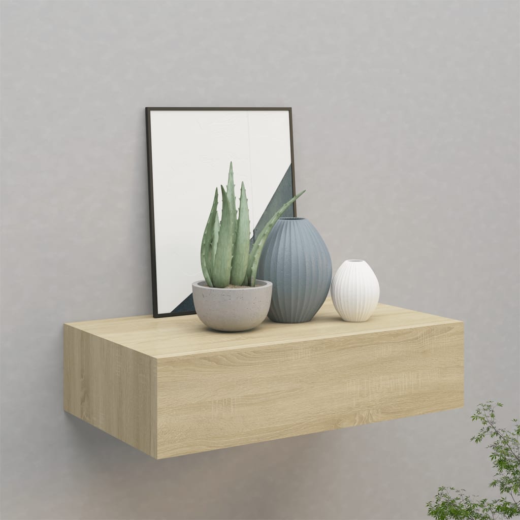 Maison Exclusive - Estante con cajón de pared MDF roble 40x23,5x10 cm ...