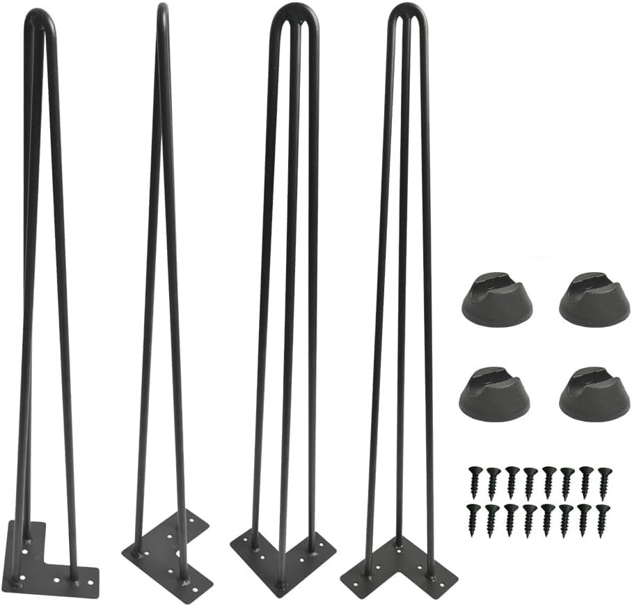 （4 Pieds） de table 16 inch Furniture Metal Hairpin Legs, 3-Support Rod ...