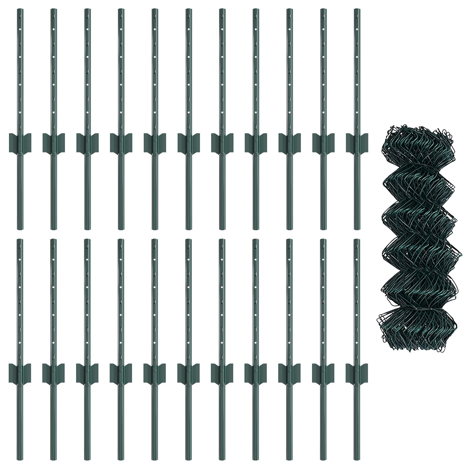 Cerca de Malla con 22 Postes en U Verde 0.4x25 m Acero CFW8472773 ...