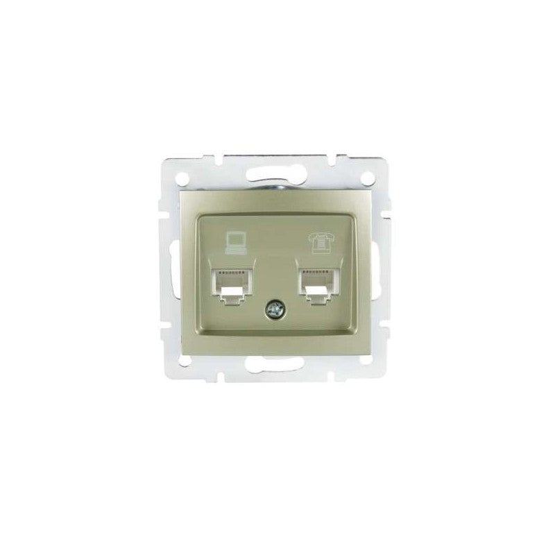 Prise RJ45 CAT5e + RJ11 Encastrable DOMO Champagne | Leroy Merlin