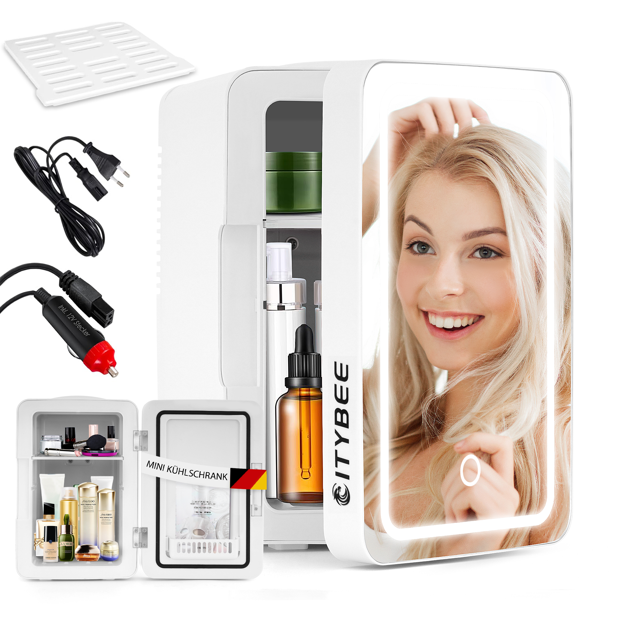 Mini refrigerador NETTLIFE de 6 litros: refrigerador pequeño de 12 V y 230 V, silencioso, con ...