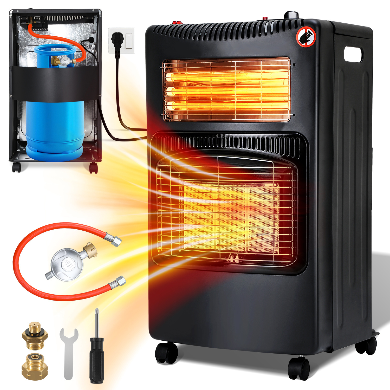 Chauffage Gaz Interieur Poêle à gaz-électricité avec Adaptateur Europe ...