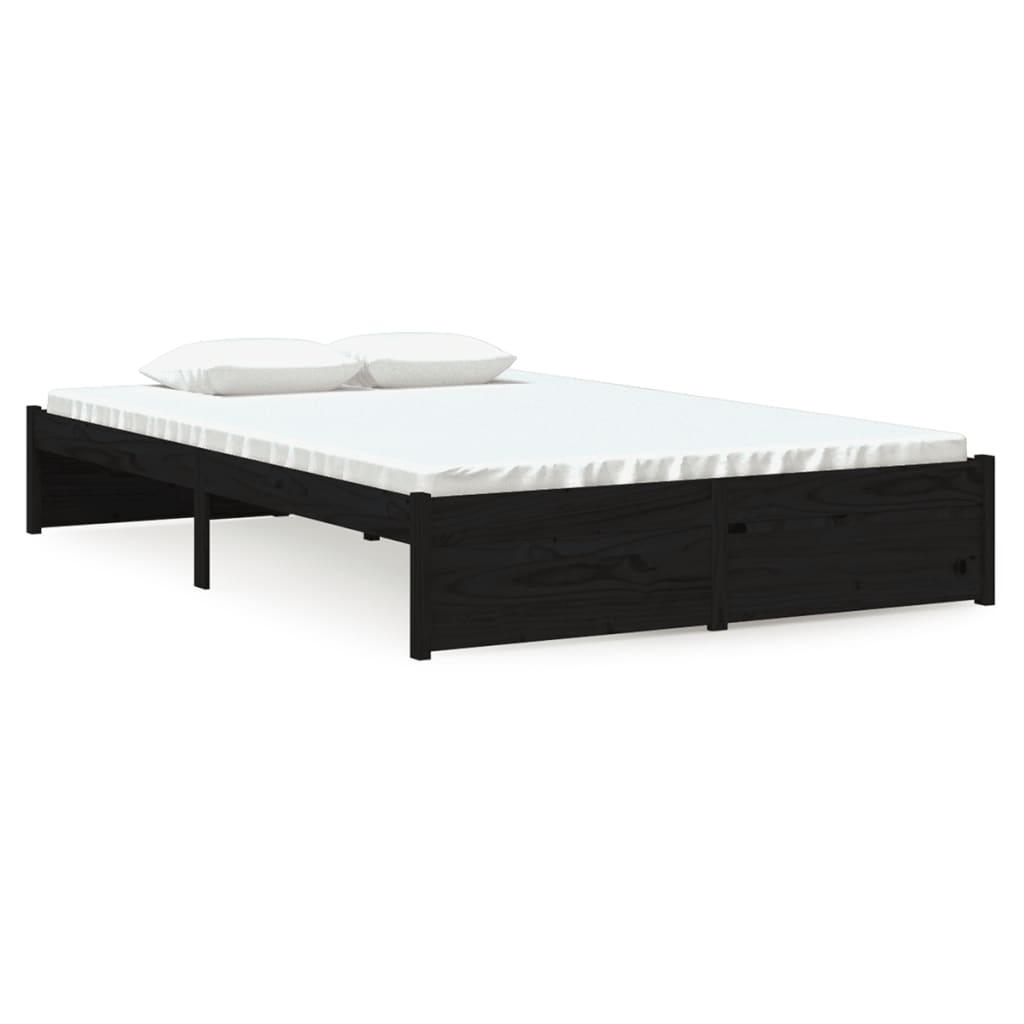 Lit double | Lit adulte | Cadre de lit Noir Bois massif 120x190 cm ...