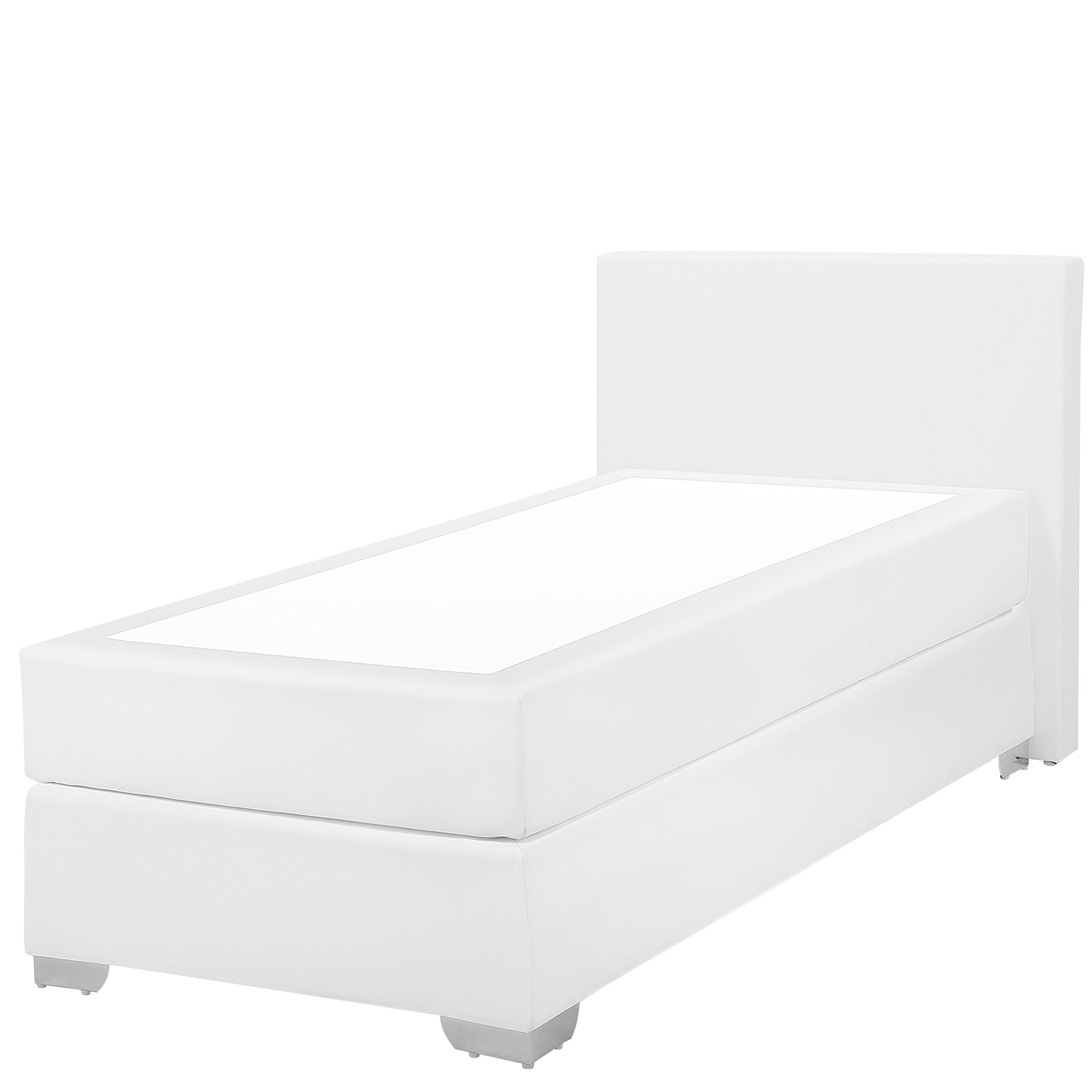 Lit boxspring en cuir PU blanc 90 x 200 cm PRESIDENT | Leroy Merlin