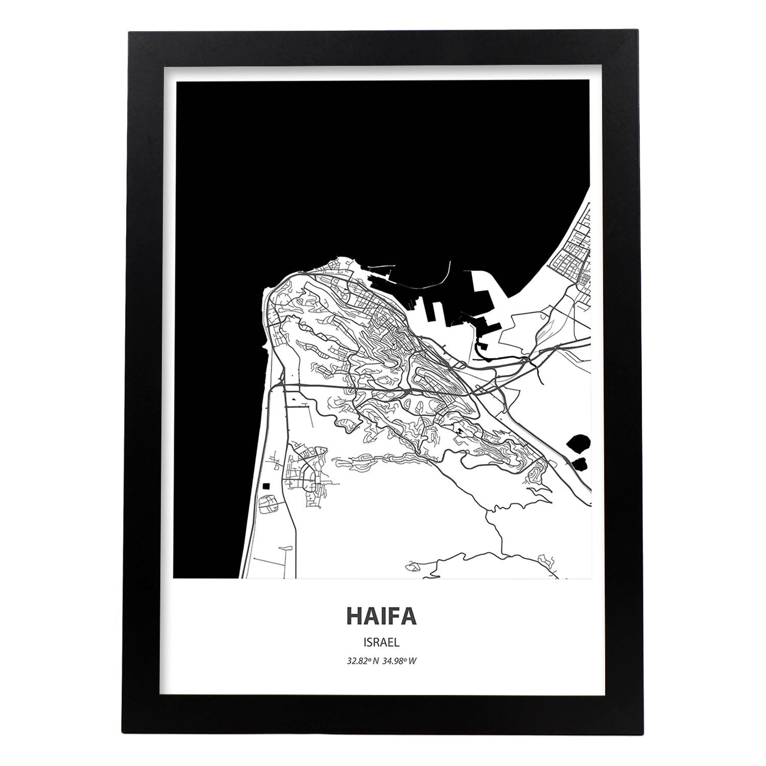 Poster Con Mapa De Haifa Israel. Láminas De Ciudades De Oriente Medio ...
