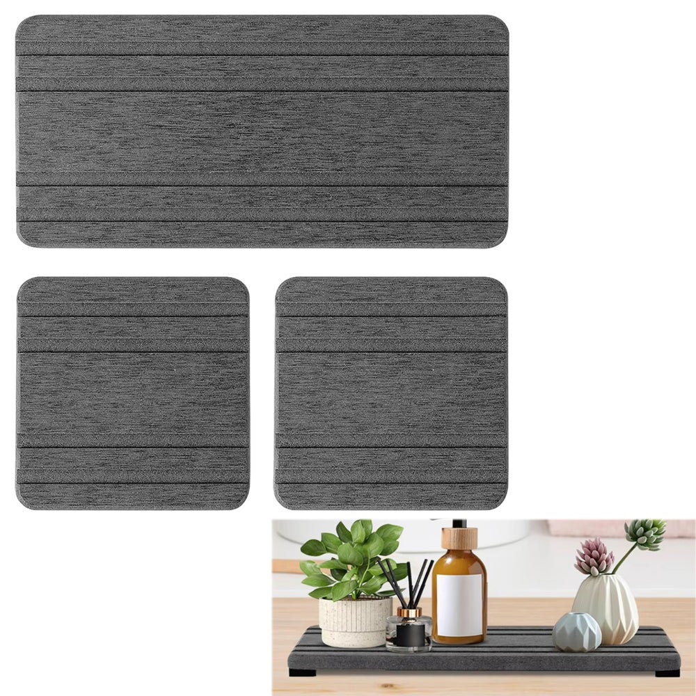 NICOLA Lot de 3 plateaux en pierre absorbante pour le séchage, en ...