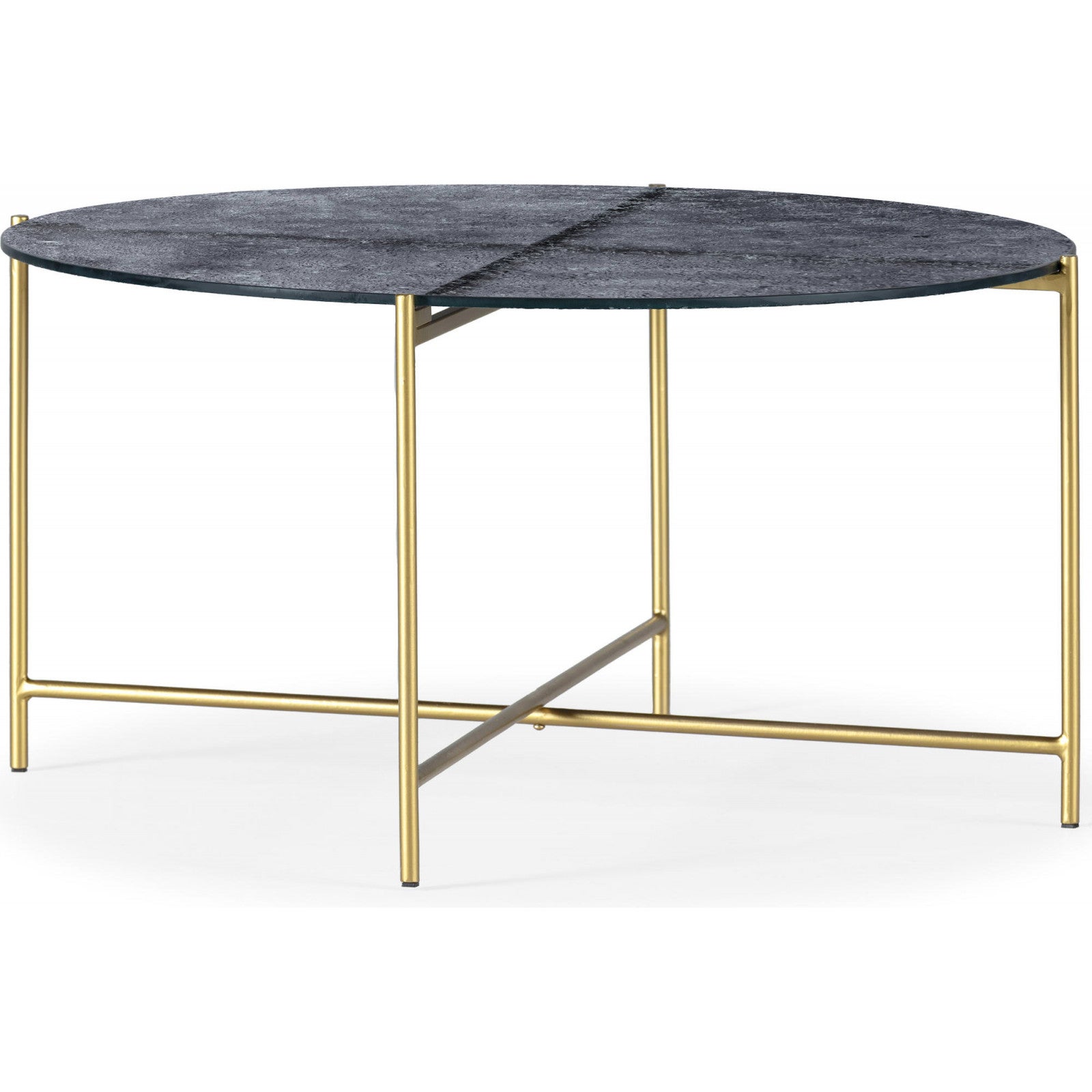 Table à café design sablé bleu et doré 78 x 78 x 40 cm Bleu sable ...