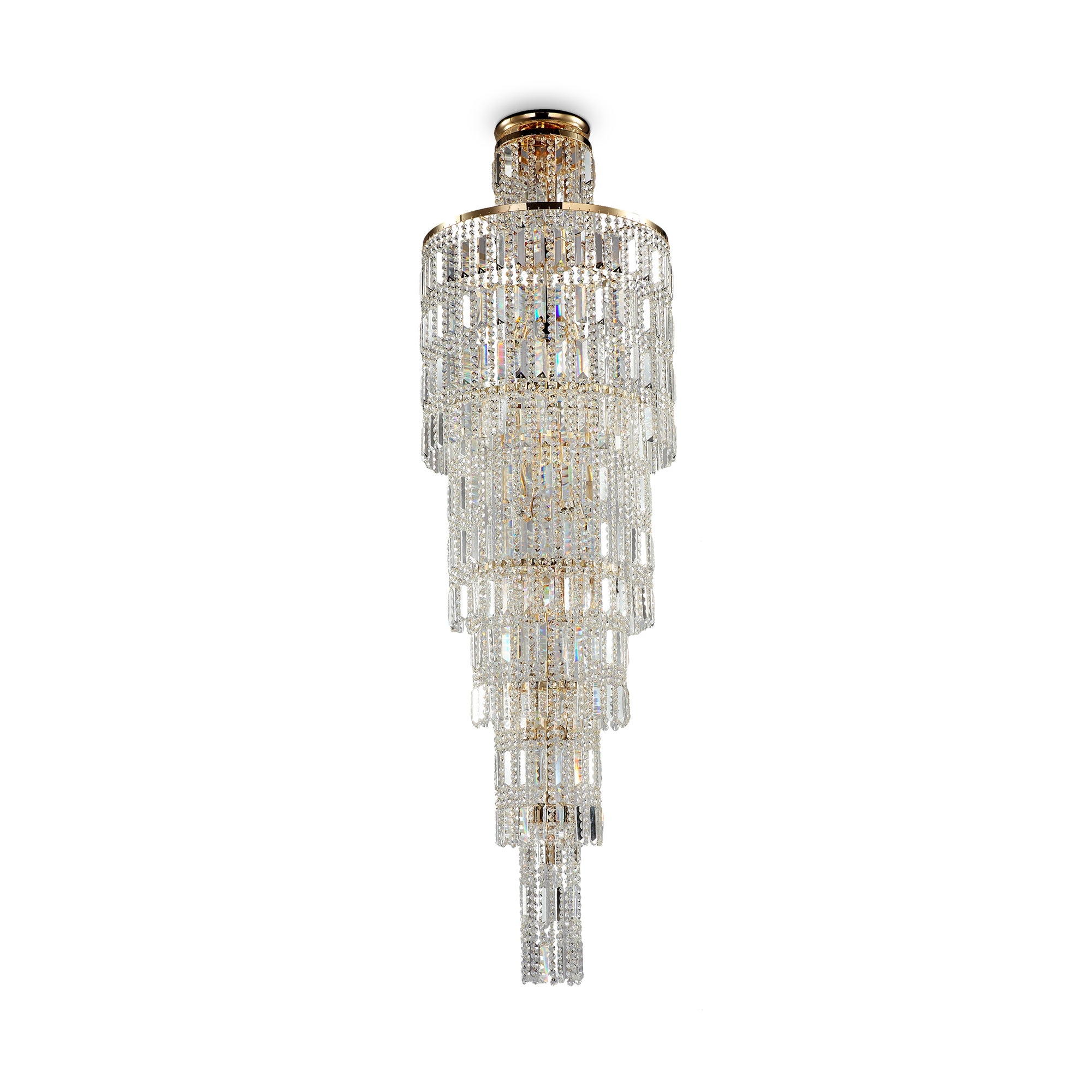 Lustre Niagara Moderne, Support en Métal de Couleur Doré, Cristaux de ...