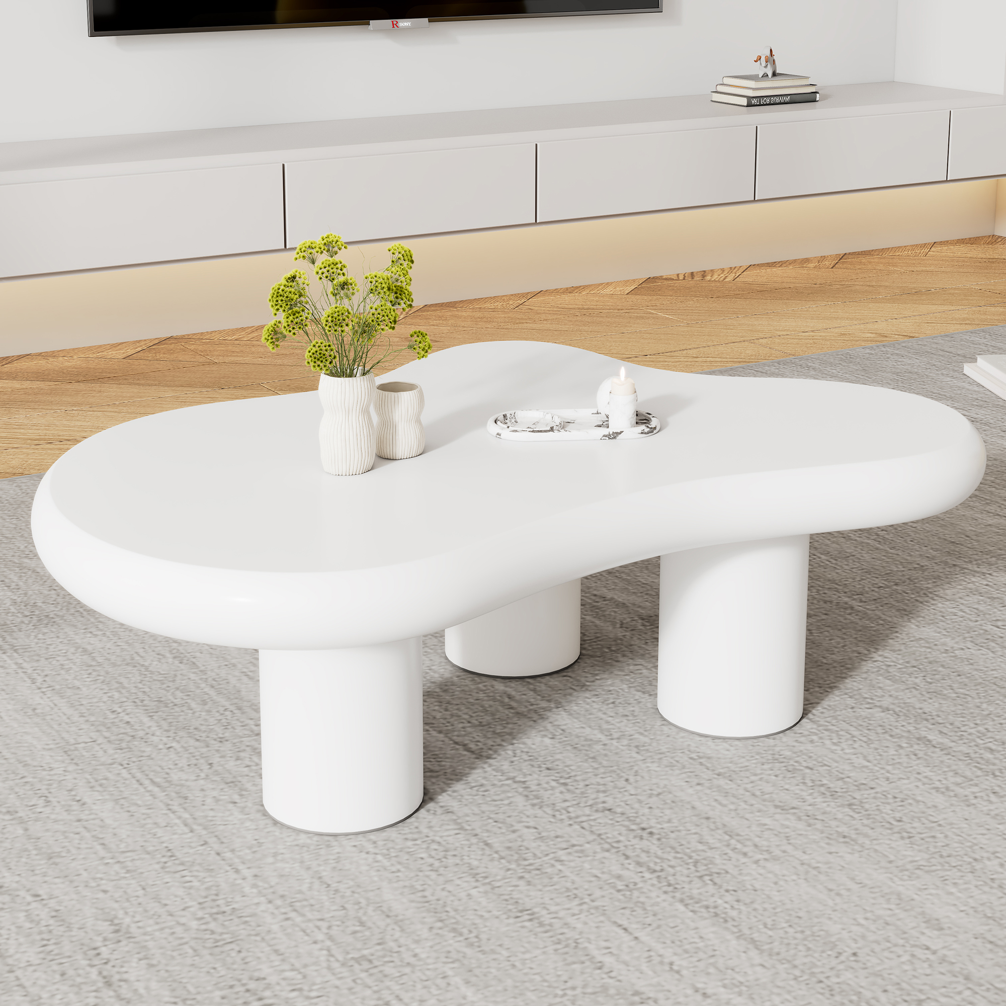 Table basse en MDF - plateau en forme nuage - Blanc | Leroy Merlin