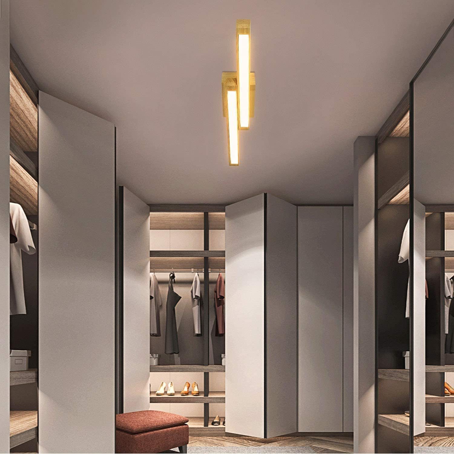 NETTLIFE Lampa sufitowa LED Światło drewniane 90 cm 3000 K Ciepła biała ...