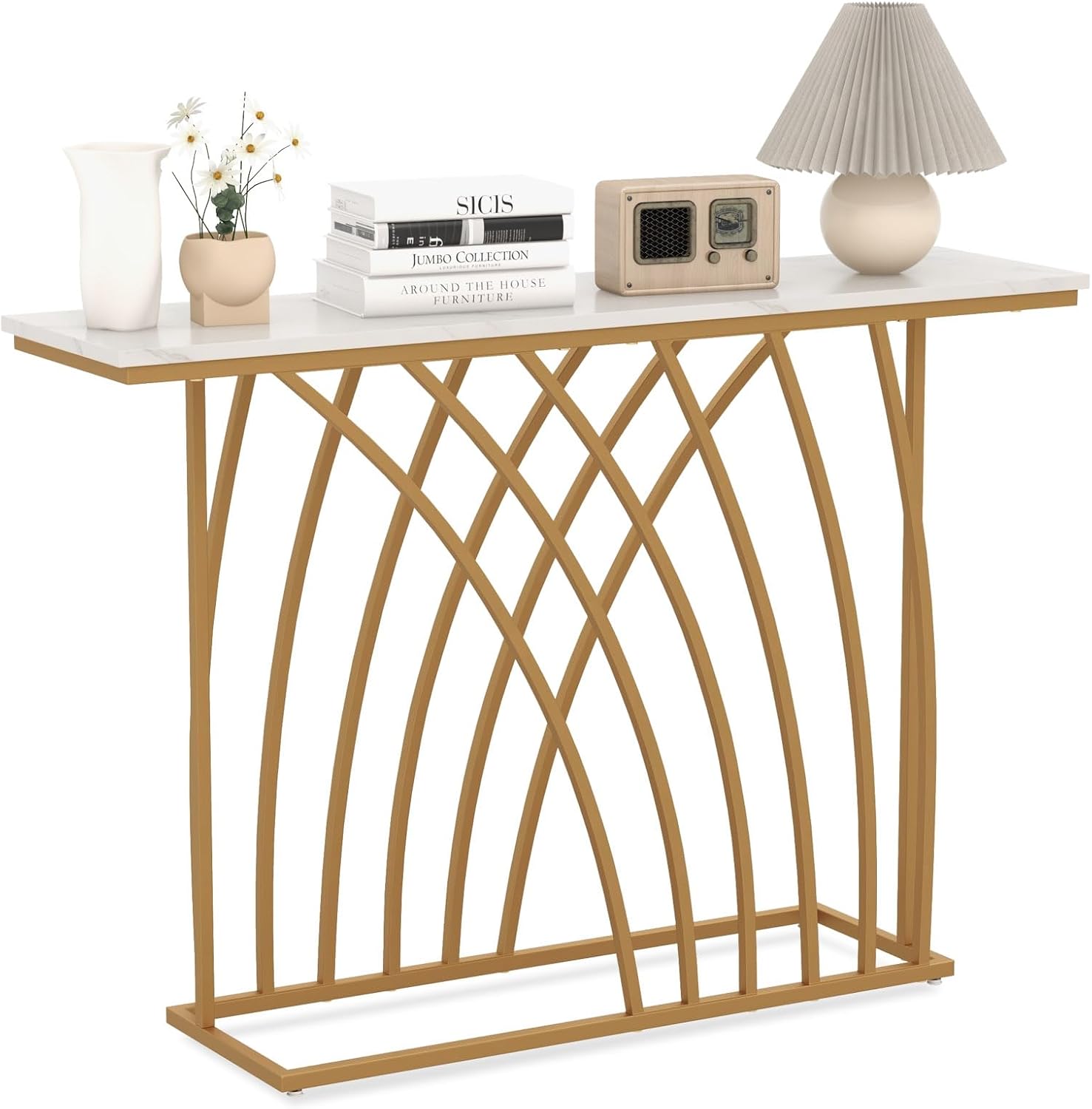 Table de console, entrée moderne avec plateau imitation marbre ...