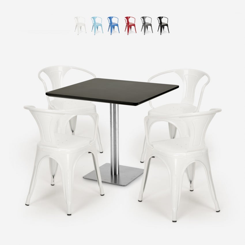 Ensemble table horeca 90x90cm bar restaurant cuisine 4 chaises style ...