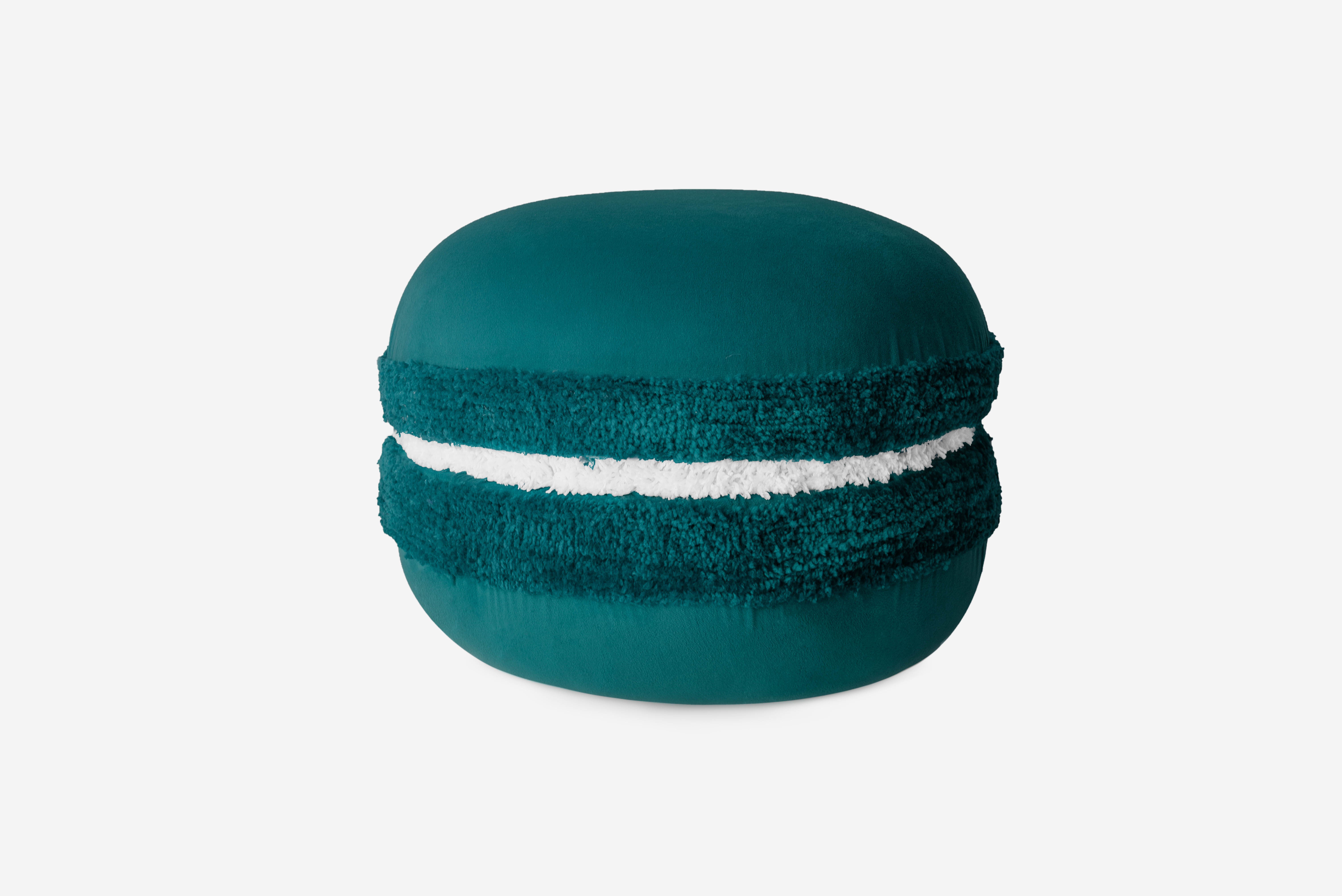 POUF MACARON COULEUR TURQUOISE Ø40X30CM | Leroy Merlin