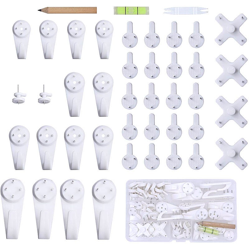 Crochets muraux [43 pièces], kit de suspension de tableaux, clous ...