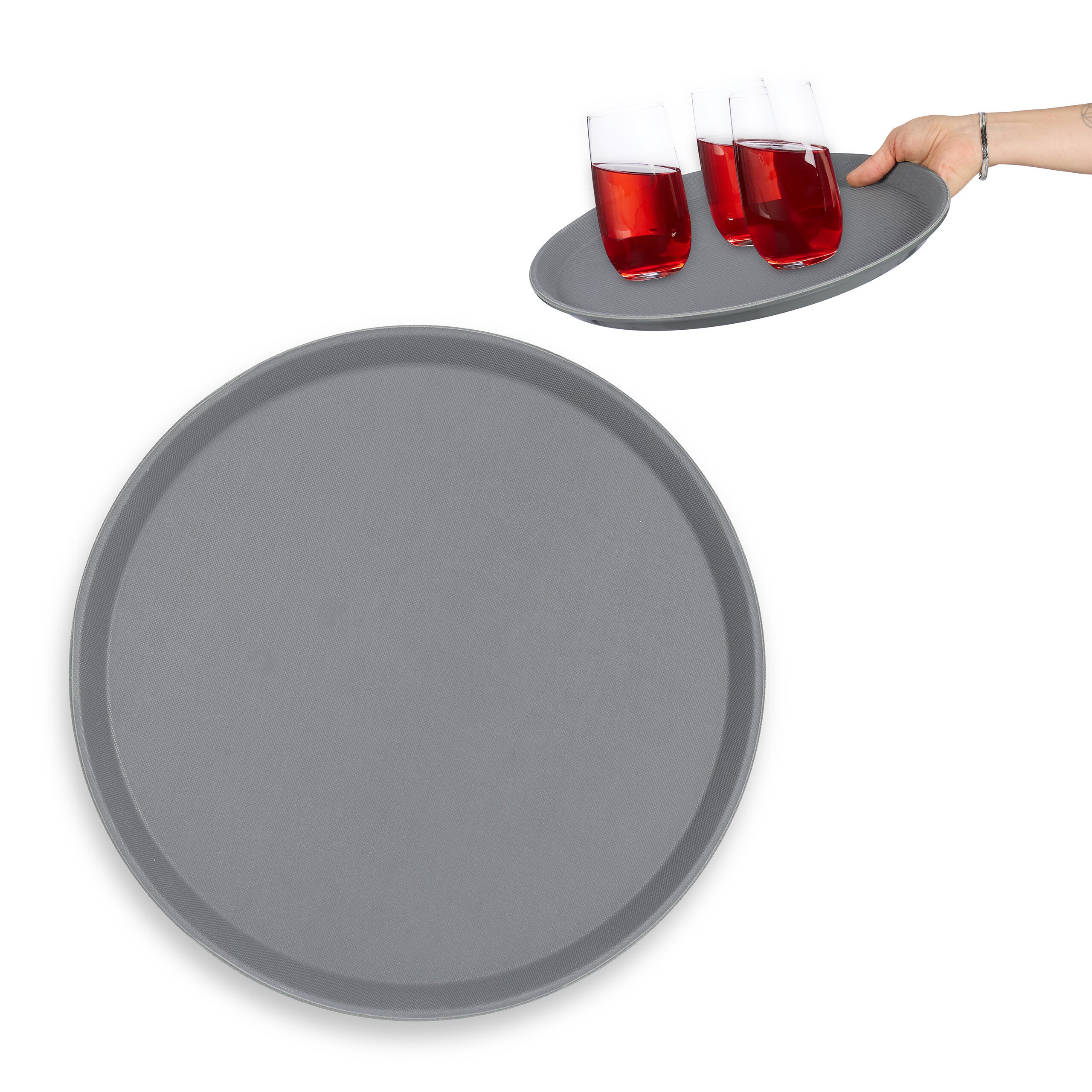 4 plateaux de service, surface antidérapante, 35 cm, plateau rond ...