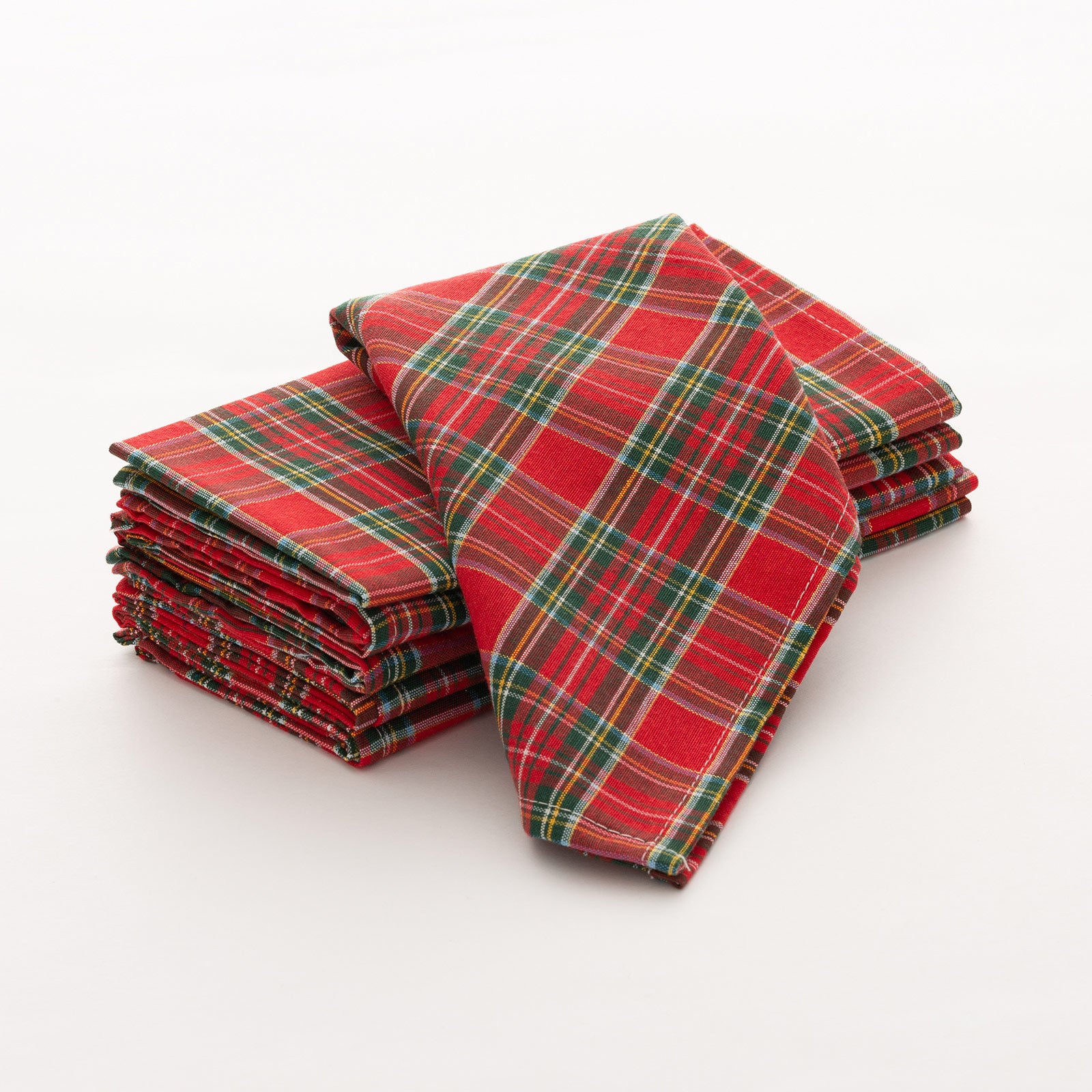 Set 6 Tovaglioli natalizi a quadri di stoffa in cotone rosso 45x45 cm ...