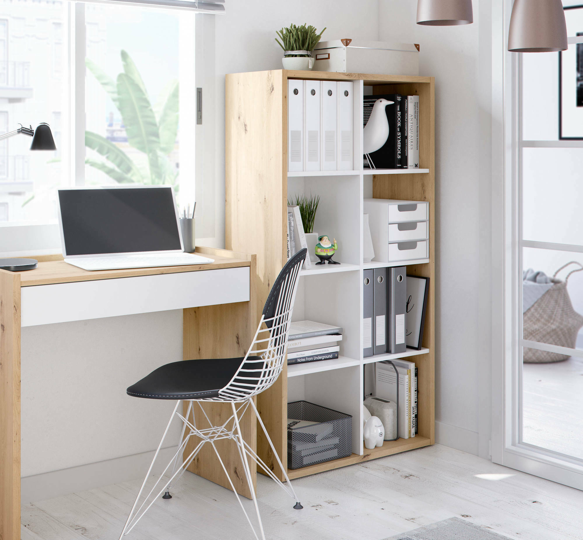 Bibliothèque Sacramento, Bibliothèque réversible à 8 compartiments, Meuble TV multi-positions ...