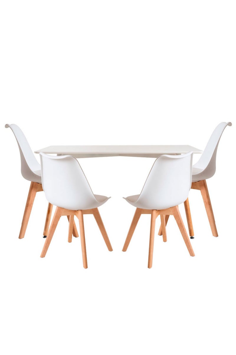 Conjunto Mesa Tower Rectangular 120 x 80 cm Blanca y Pack 4 Sillas Synk Basic - Blanco | Leroy ...