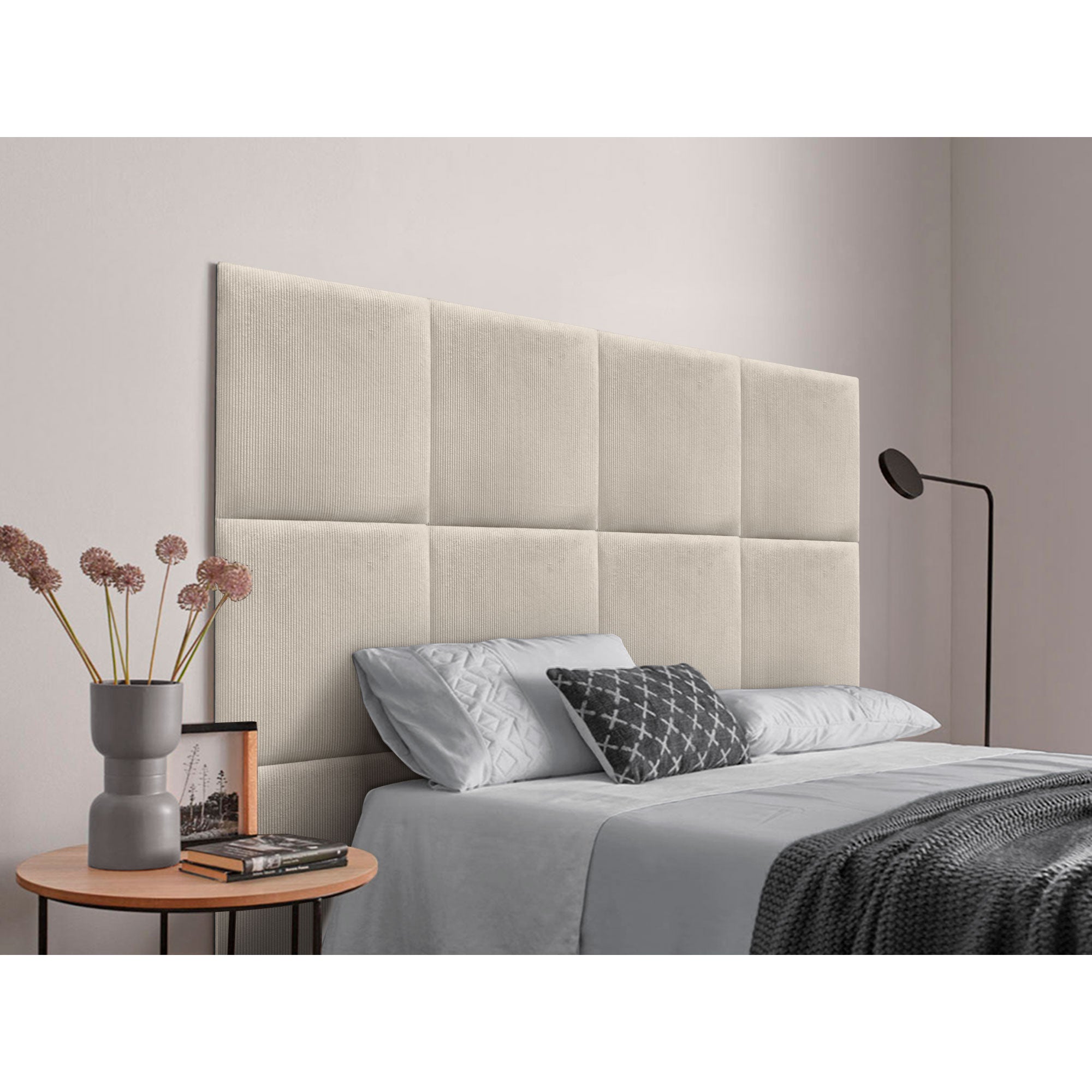 DHOME Tête de lit rembourrée en velours côtelé de qualité supérieure ...