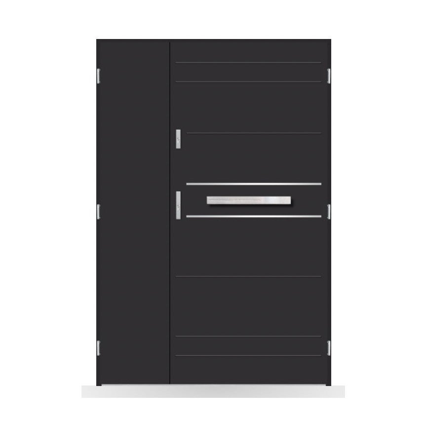 Porte d'entrée double Maloé - Couleur: Noir - Poussant: Gauche ...