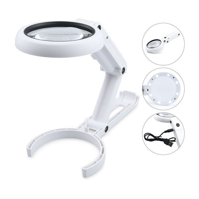 Lámpara de aumento LED, lupa manos libres regulable con luz y soporte ...