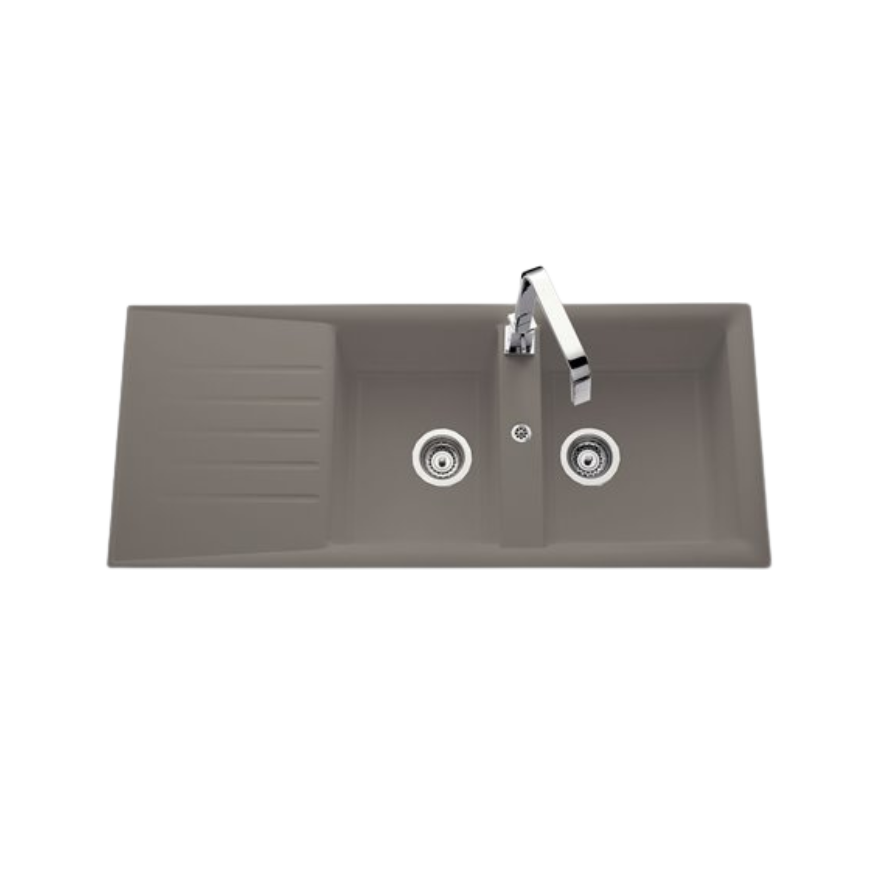 Évier synthèse gris béton Ewi EMERAUDE 2 bacs 1 égouttoir | Leroy Merlin