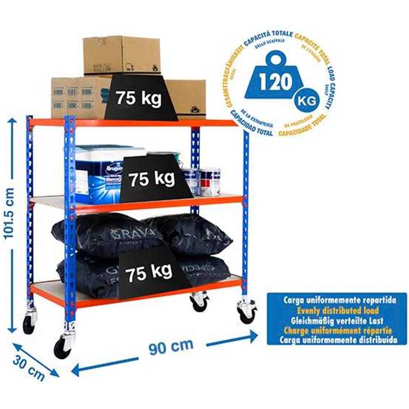 MADERCLICK MOBILE 3/300 900 AZ/NAR/MAD étagère métallique | Leroy Merlin