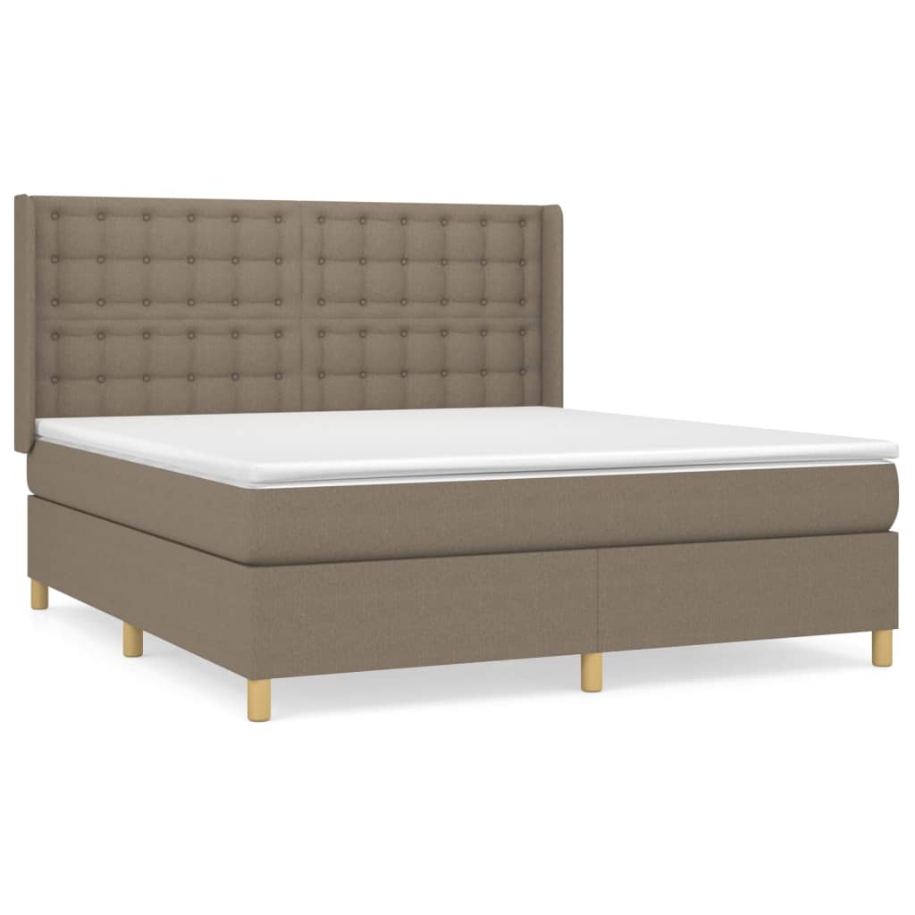 Cama box spring con colchón tela gris taupe 160x200 cm | Leroy Merlin