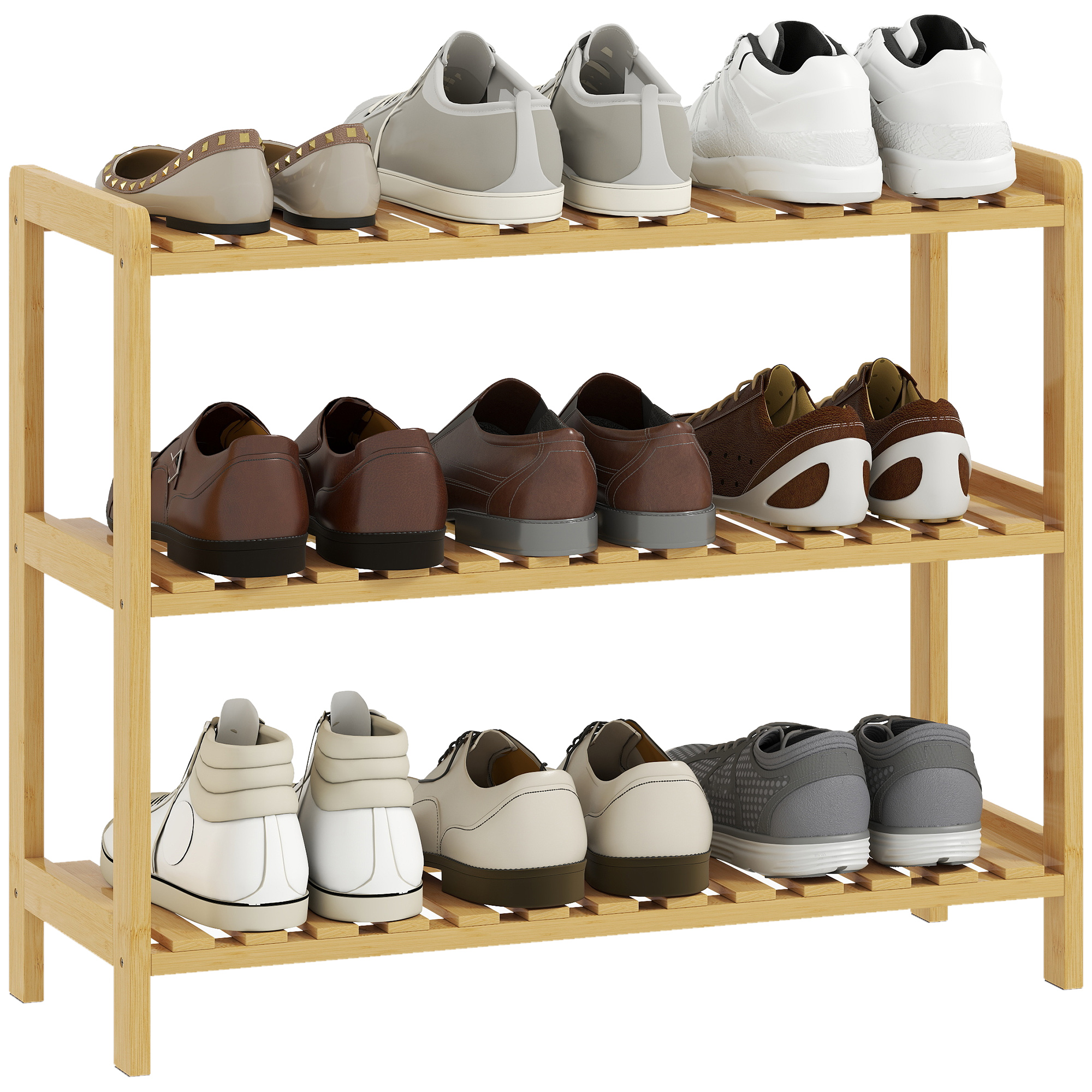 Étagère à chaussures en bambou à 3 niveaux, pouvant contenir 9 paires ...