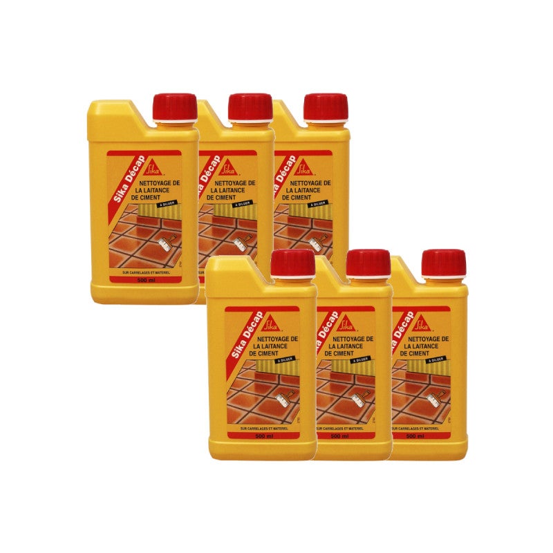 Lot de 6 décapants de laitance du ciment - SIKA Décap - Ambré - 500ml ...