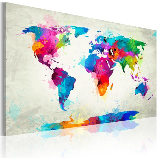 Tableau Cartes du monde Map of the world - an explosion of colors ...