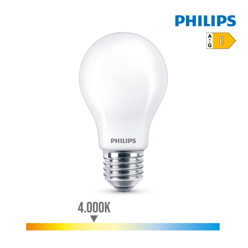 Bombilla PHILIPS Standard LED E27 8,5W 1.055lm 4000K Luz Día 6x10,4cm ...
