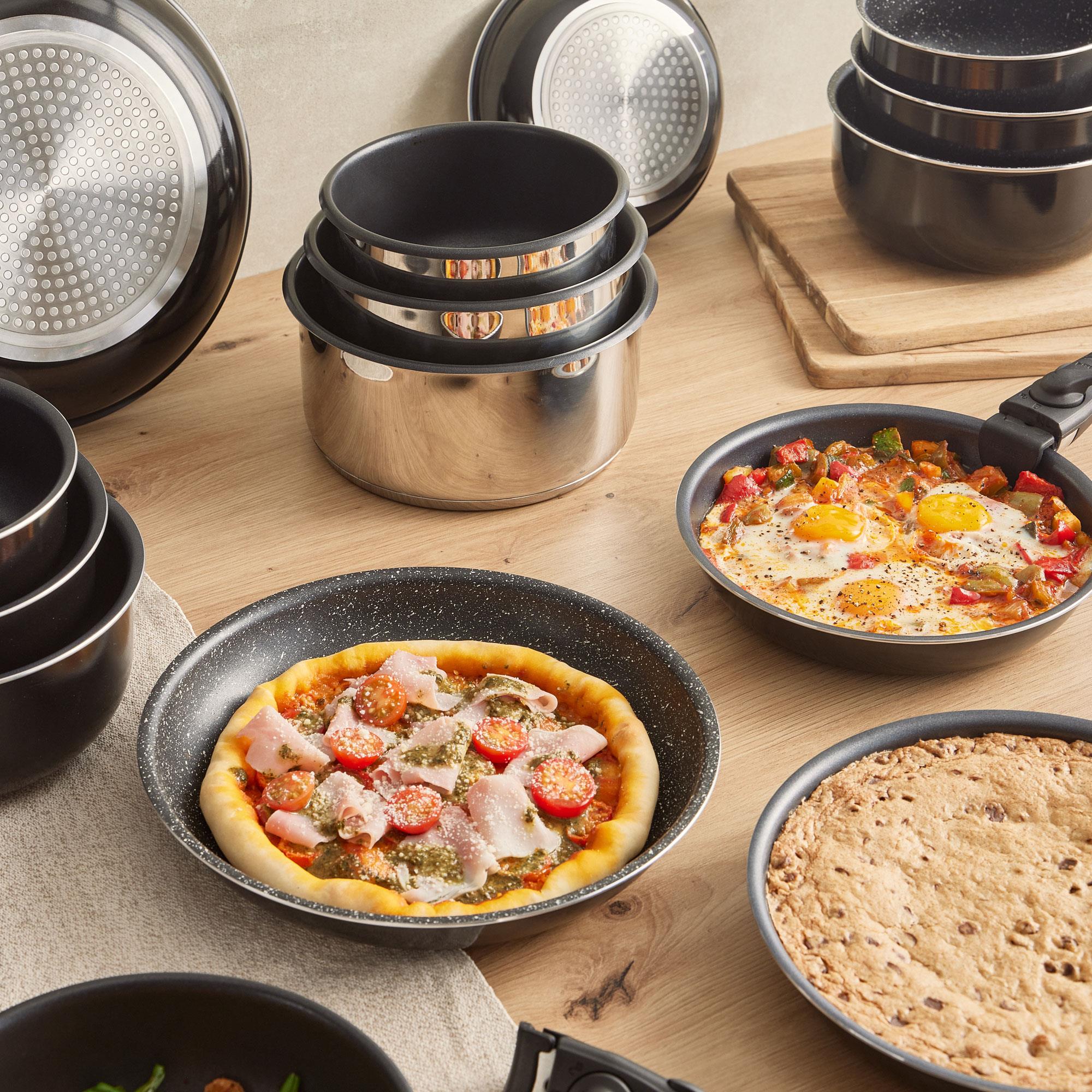 Set de Sartenes Ø18Ø20Ø22Ø24Ø26cm y Cazos Ø16Ø18Ø20cm con Mango ...