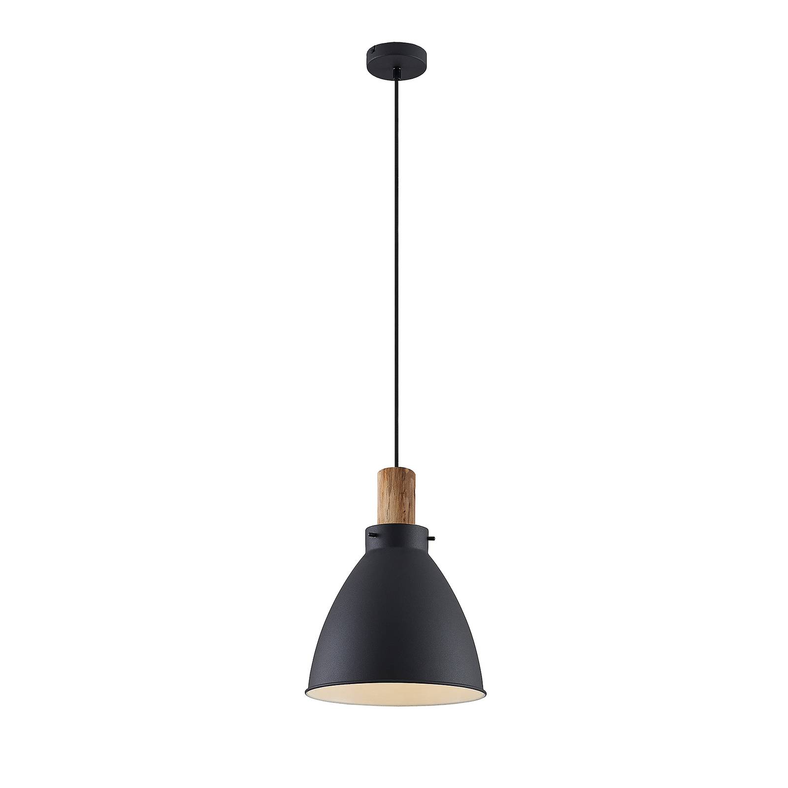 Lindby suspension Trebale, E27, Ø 28 cm, noir, bois, Suspension ...