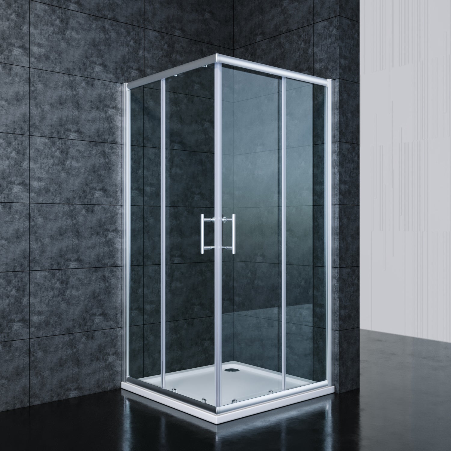 SIRHONA Cabine de douche 100x100x185cm coulissante entrée d'angle de ...