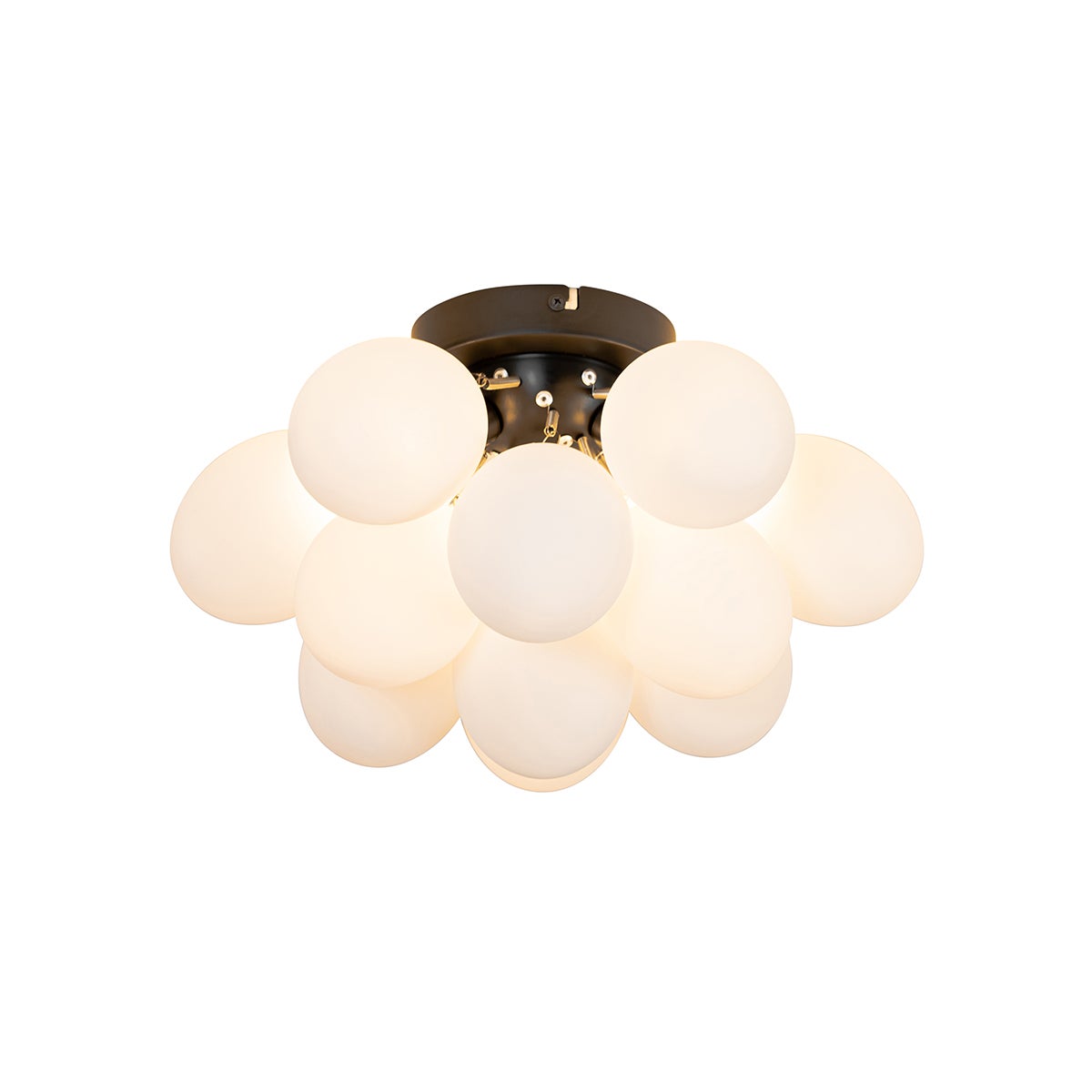 Plafón Art Deco negro con cristal opalino 3-luces - Uvas | Leroy Merlin