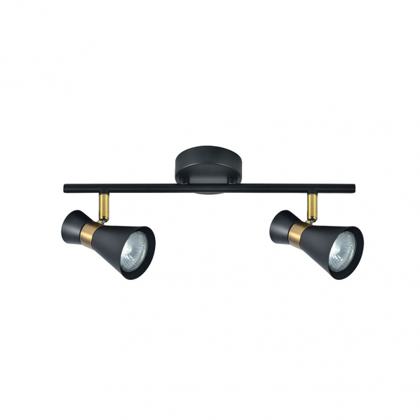 Bande de bain MAXIMO 2 spots en cuir noirâtre FABRILAMP | Leroy Merlin