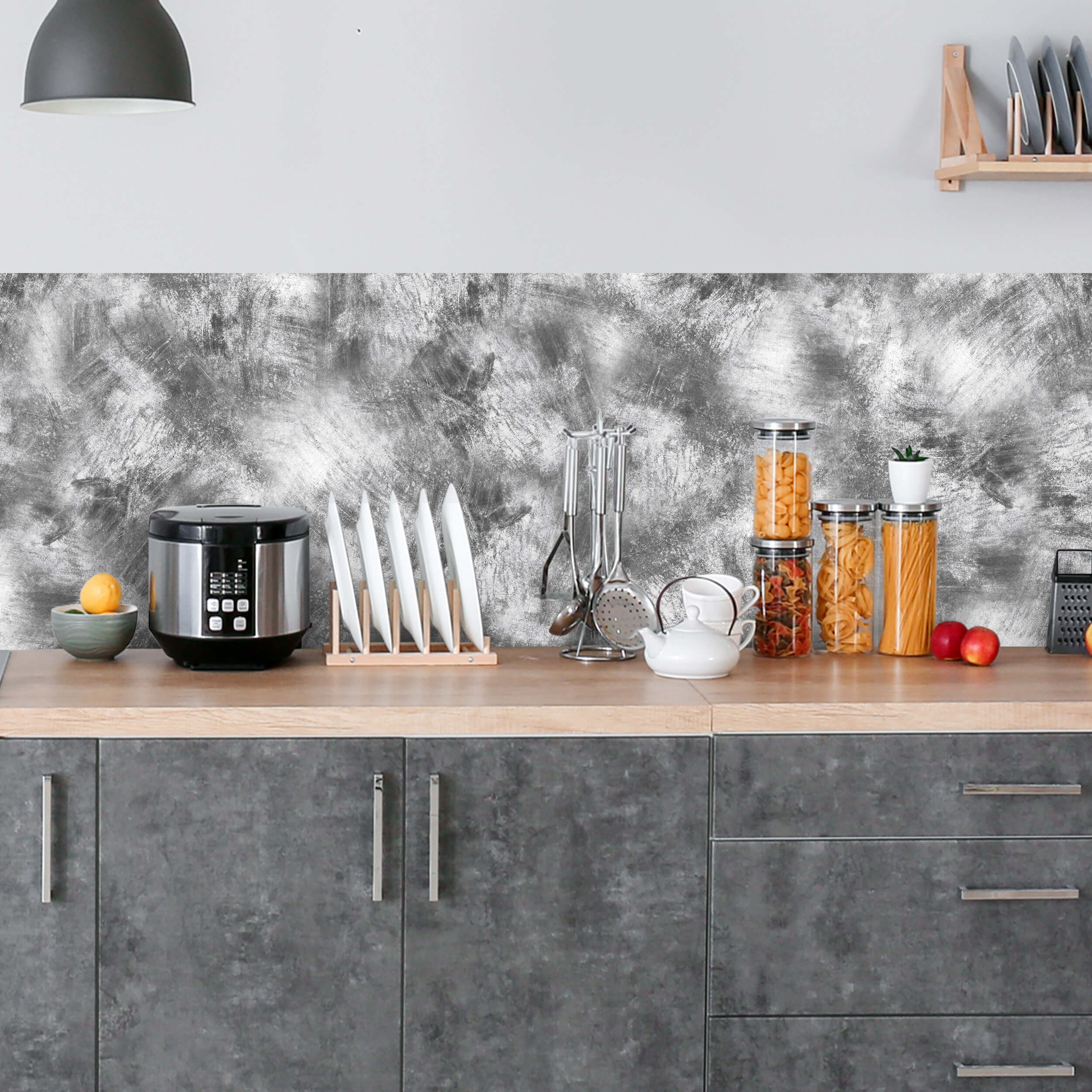 Salpicadero de cocina adhesivo efeto cemento gris 50x400cm | Leroy Merlin