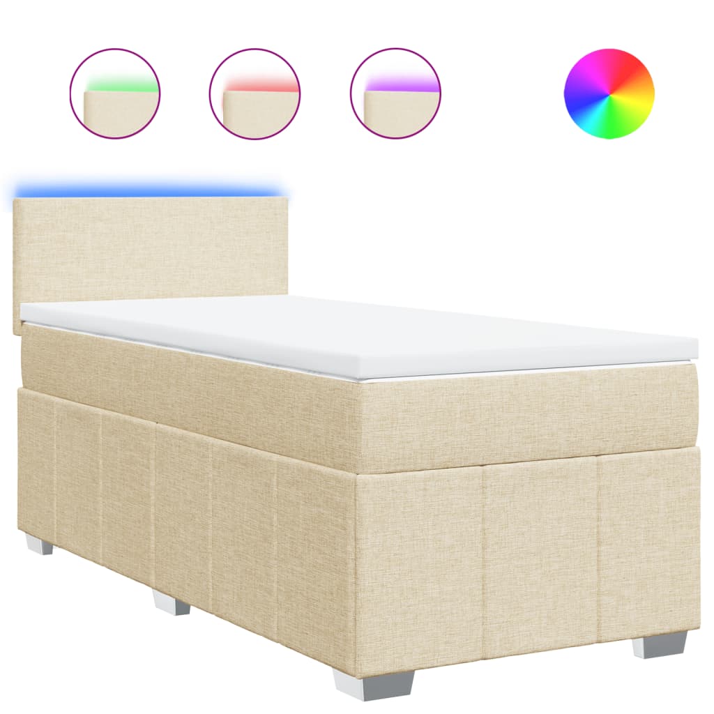 Cama box spring con colchón tela color crema 100x200 cm | Leroy Merlin