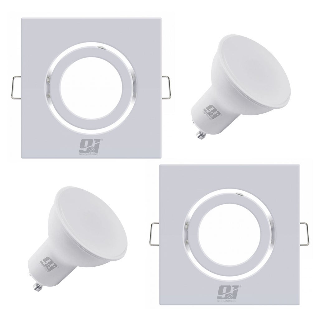 ORION91 Square White Tilted Spotlight Pack of 4 with GU10 LED Included ...