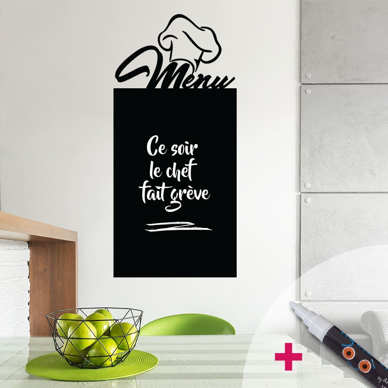 Sticker ardoise tableau noir - stickers muraux adhésif effaçable - MENU ...
