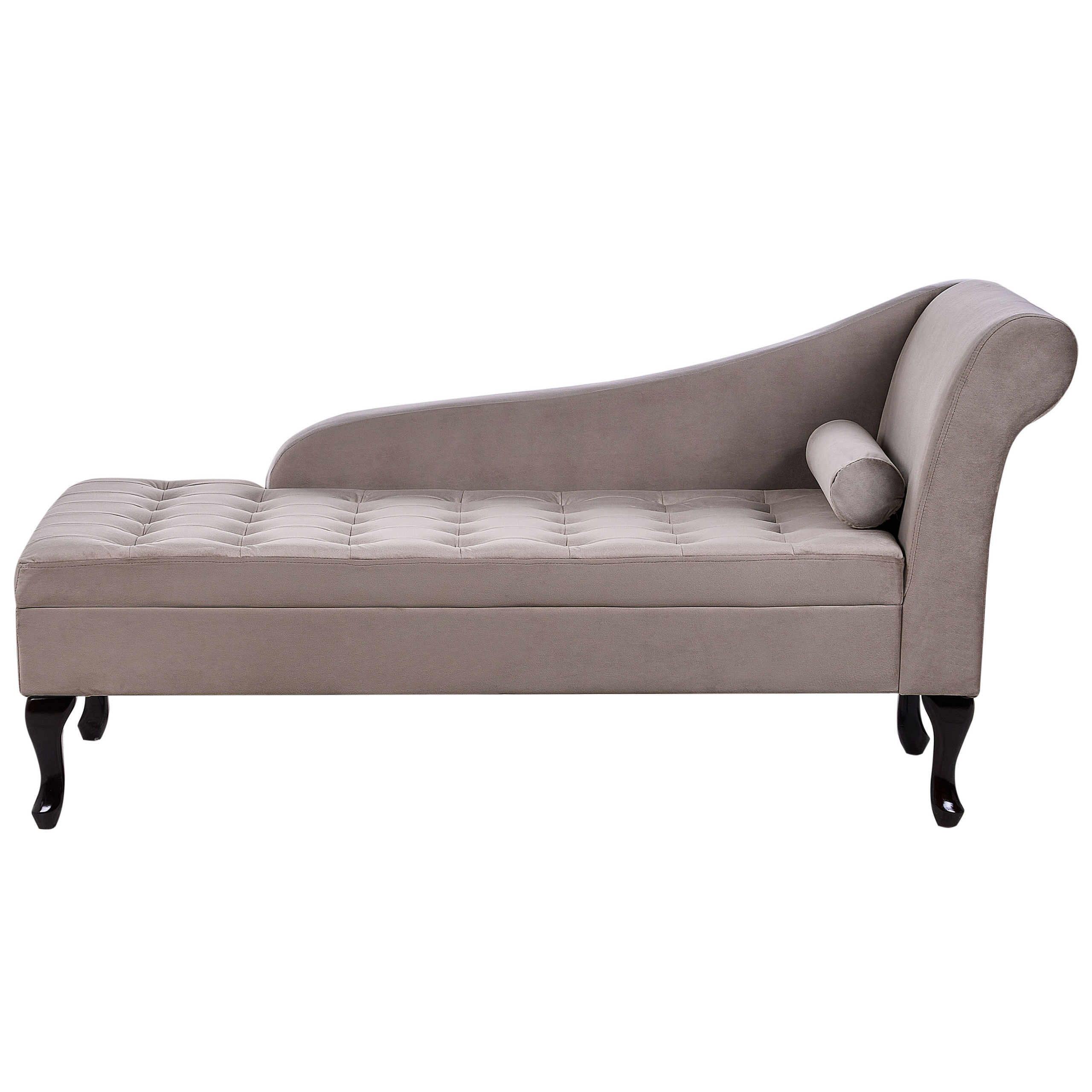 Méridienne côté droit PESSAC Velours Taupe avec rangement | Leroy Merlin