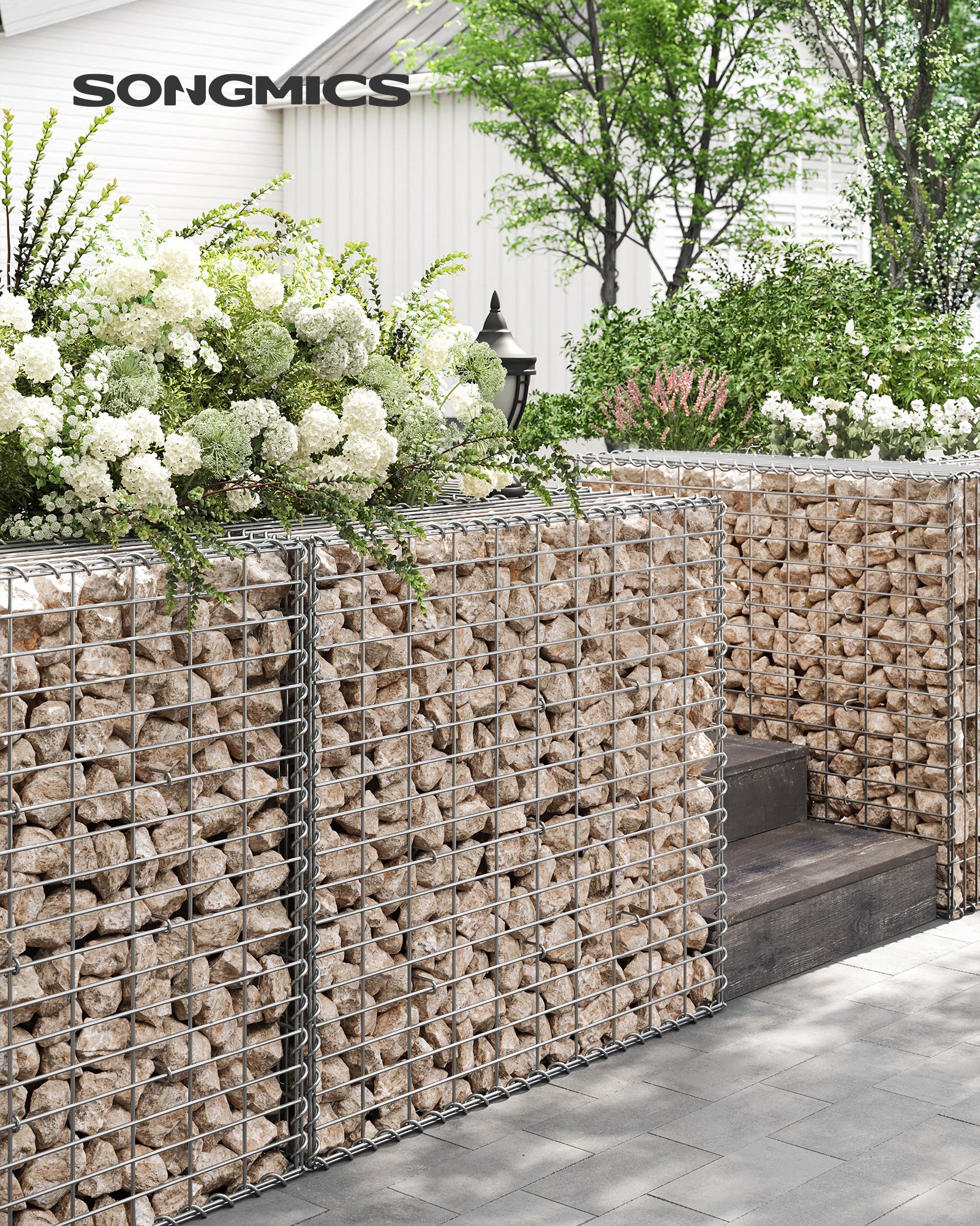 SONGMICS Gabion pour Pierre, Lot de 10, 100 x 90 x 30 cm, Cage en Métal ...