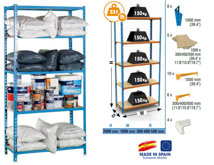 Déstock - SimonRack - Etagère de rangement 2000x1000x400mm Bleu bois Charge 150Kg - Maderclick ...