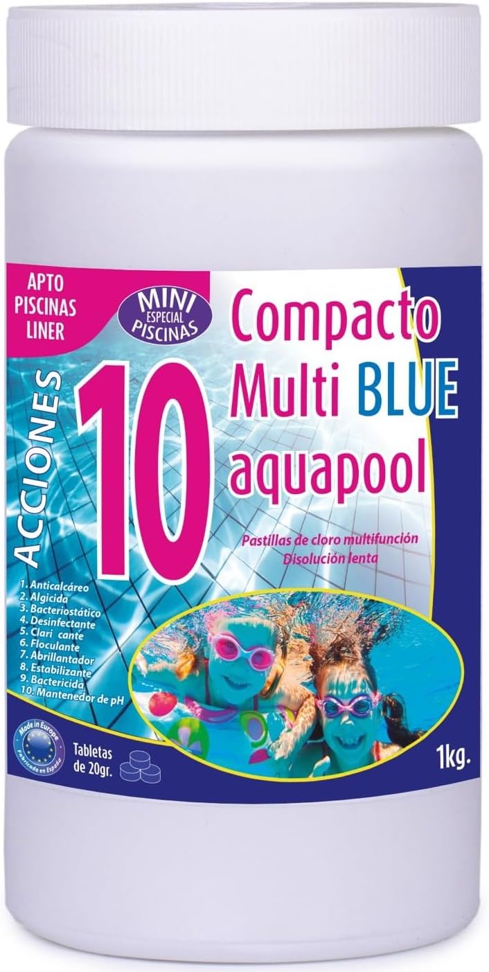 Pastillas de cloro 10 acciones Compacto Multi Blue Aquapool (20 gramos ...