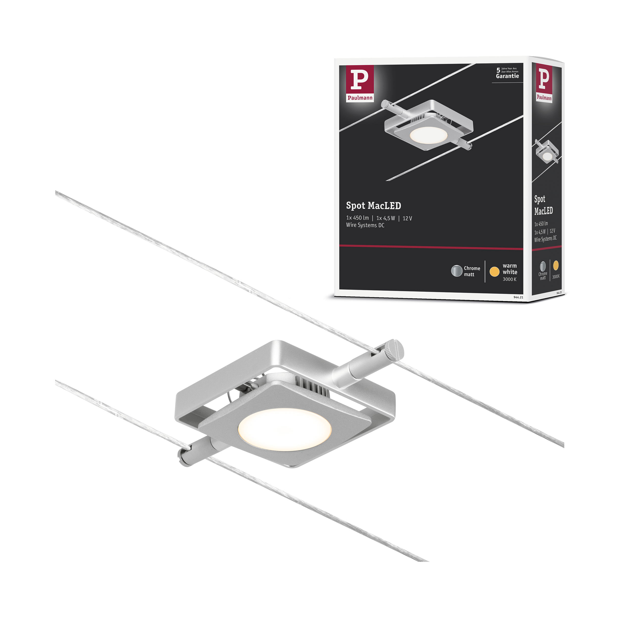 CorDuo Système sur câbles LED MacLED Spot individuel 250lm 4,5W 3000K ...